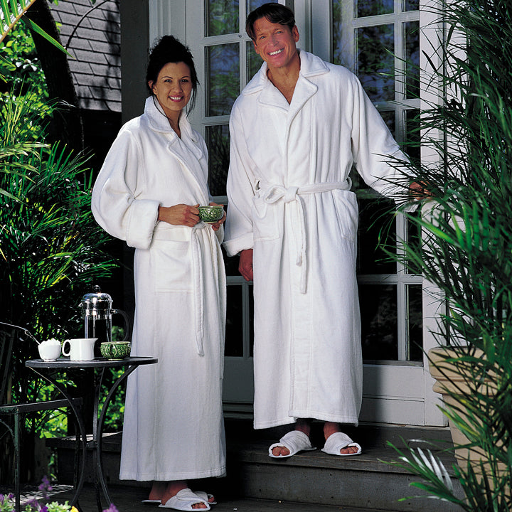 Gilden Tree | Velour Bathrobe | White Cotton, ankle-length, S/M - XXL